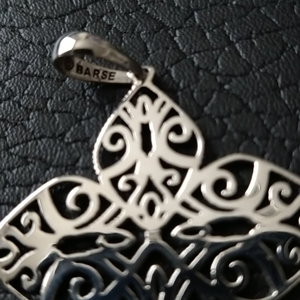 Barse 925 Thai Filigree Sterling Silver Cross Pendant. - Gem